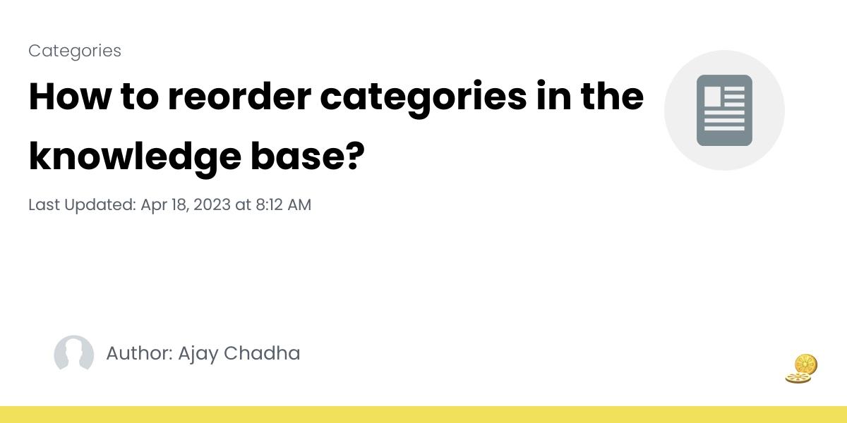 How to reorder categories in the knowledge base?