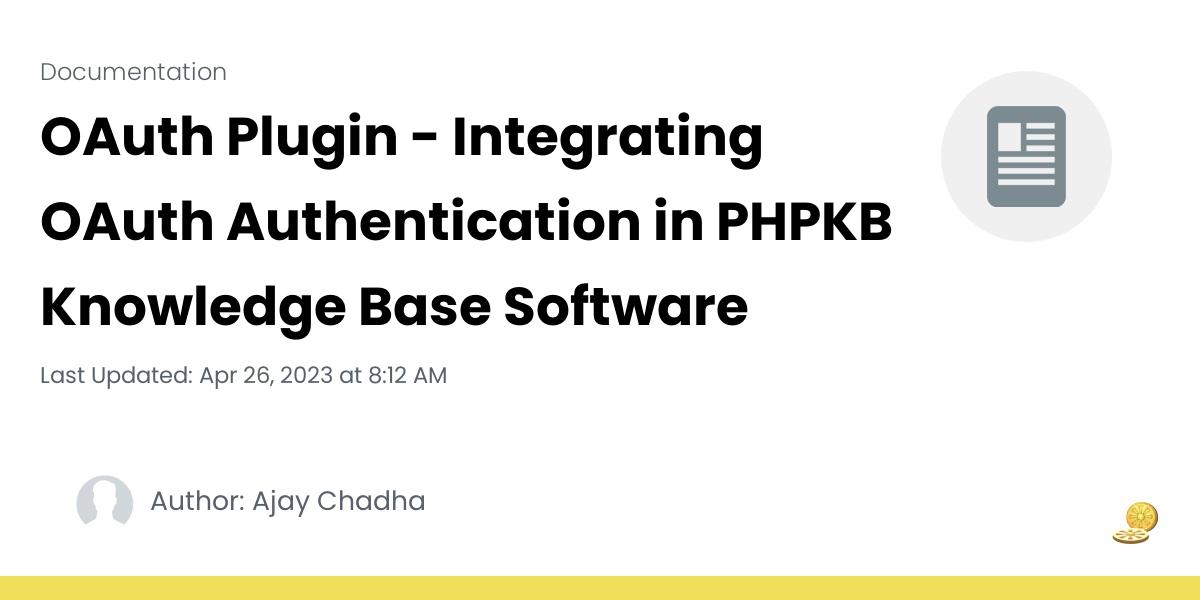 Oauth Plugin Integrating Oauth Authentication In Phpkb Knowledge Base Software